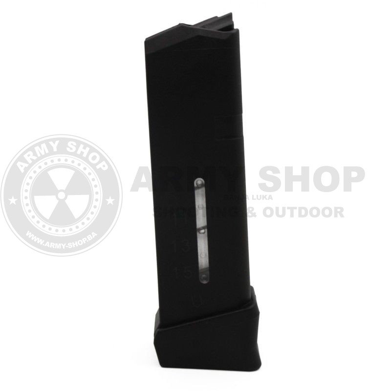 Glock M19 Magazine 9mm 15+2rds with side window. Weapon type: Glock 19, 26